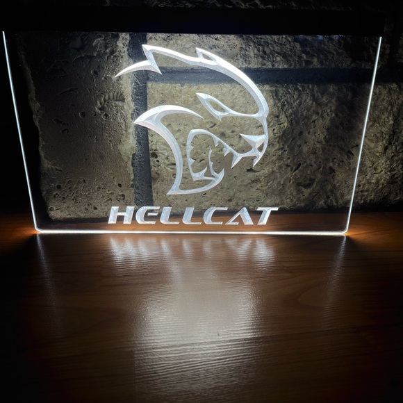 Other | Dodge Hellcat Led Neon White Light Sign 8x12 | Poshmark
